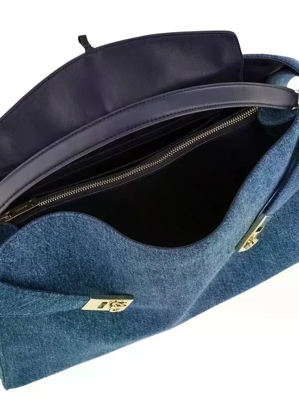 FERRAGAMO Hug Soft Denim Shoulder Bag