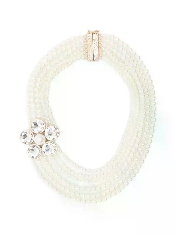 Rosantica Matera Floral-appliqué Pearl Necklace - White