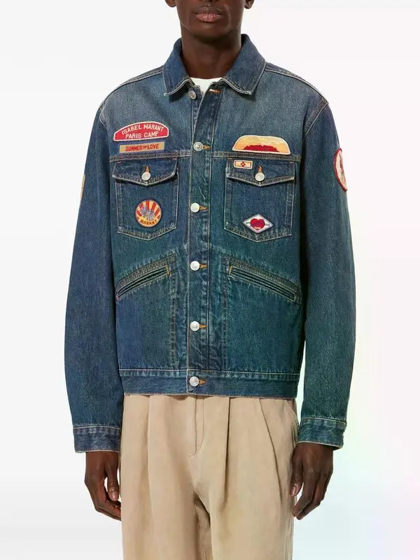 MARANT Jarvey Embroidered Denim Jacket - Blue