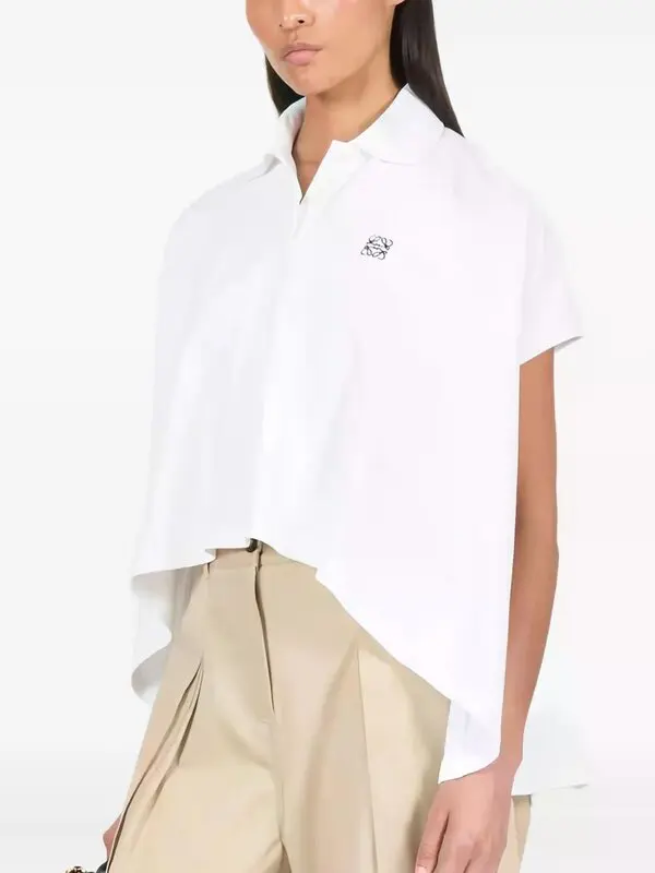 Loewe Logo-embroidered Asymmetric Polo Shirt - White