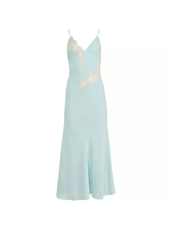 Fleur Du Mal Juliet Lace Long Slip Dress - Green
