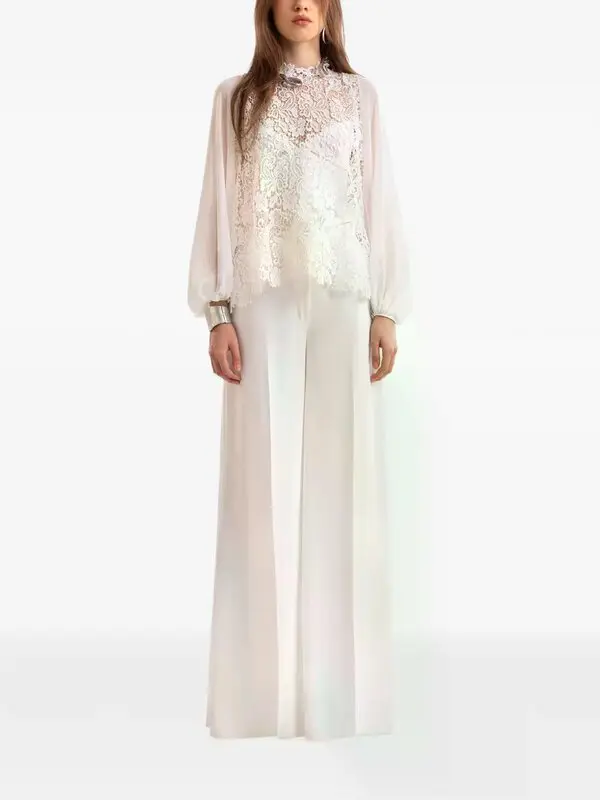 GEMY MAALOUF Guipure Long-sleeve Top - White