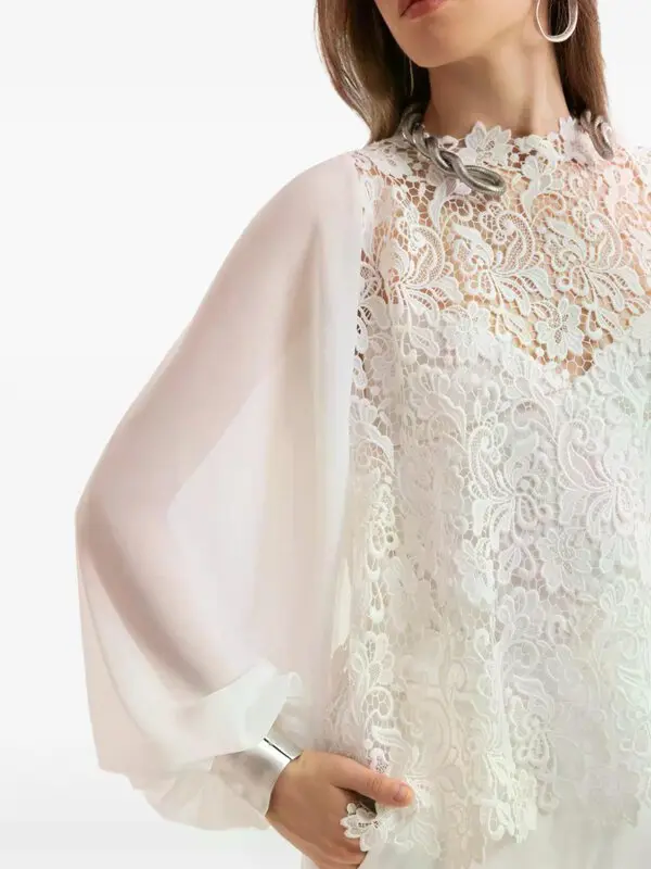 GEMY MAALOUF Guipure Long-sleeve Top