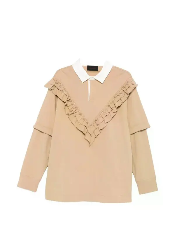 Simone Rocha Ruffled-detail Polo Shirt - Neutrals