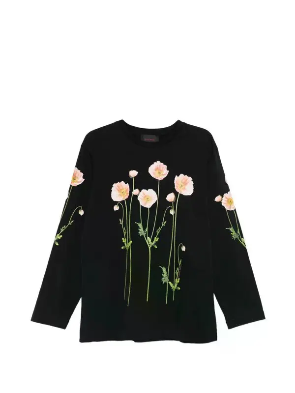 Simone Rocha Floral-print Long-sleeve T-shirt - Black