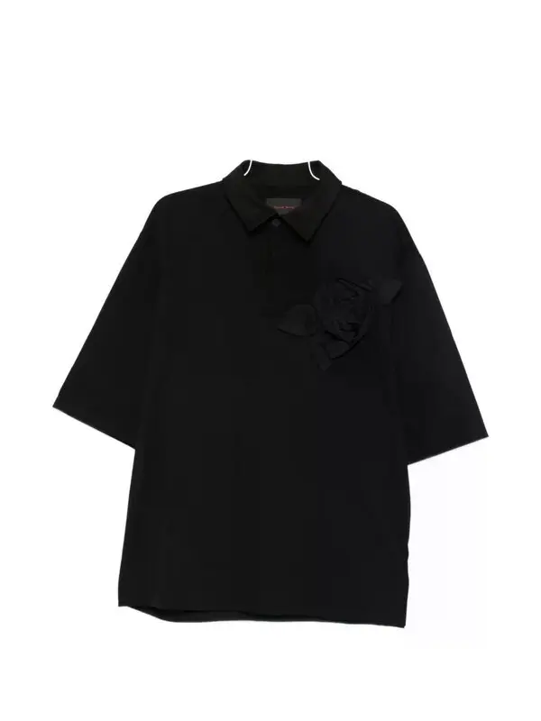 Simone Rocha Flower-appliqué Polo Shirt - Black