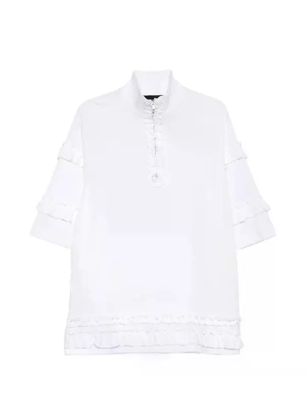 Simone Rocha Ruffled-detail Half-zip T-shirt - White