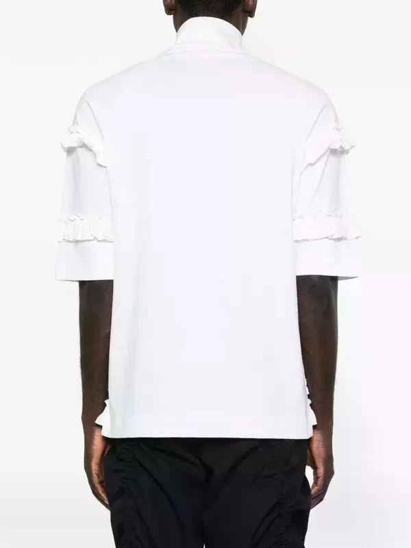 Simone Rocha Ruffled-detail Half-zip T-shirt - White