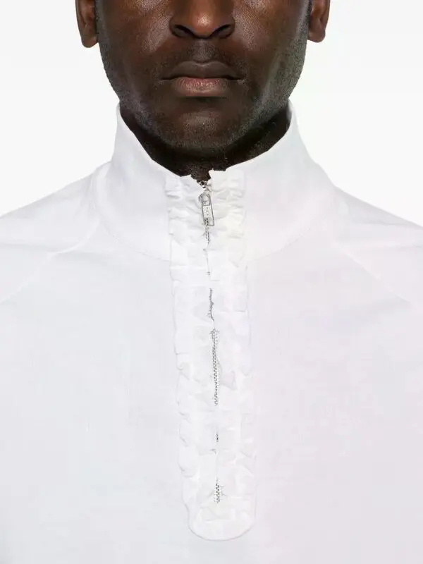 Simone Rocha Ruffled-detail Half-zip T-shirt - White