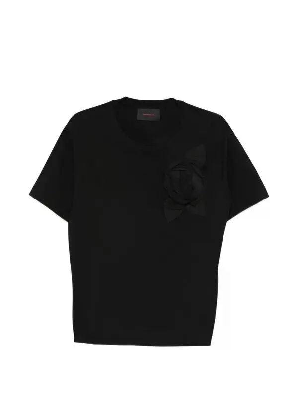 Simone Rocha Flower-appliqué T-shirt - Black