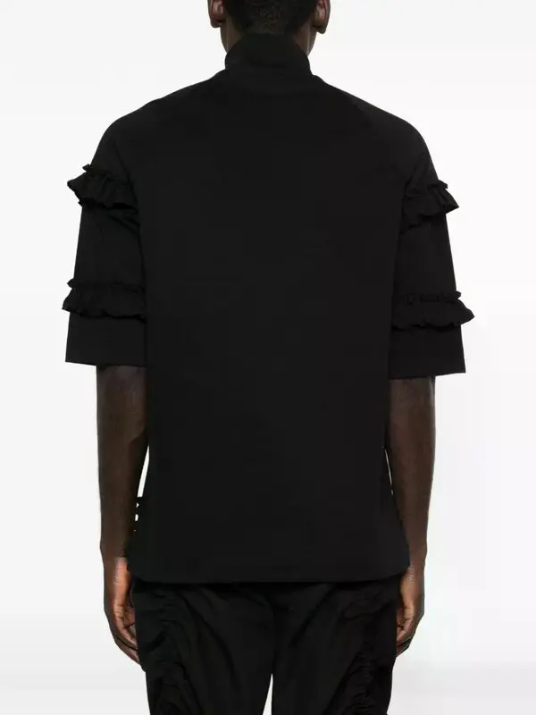 Simone Rocha Ruffled-detail Half-zip T-shirt - Black