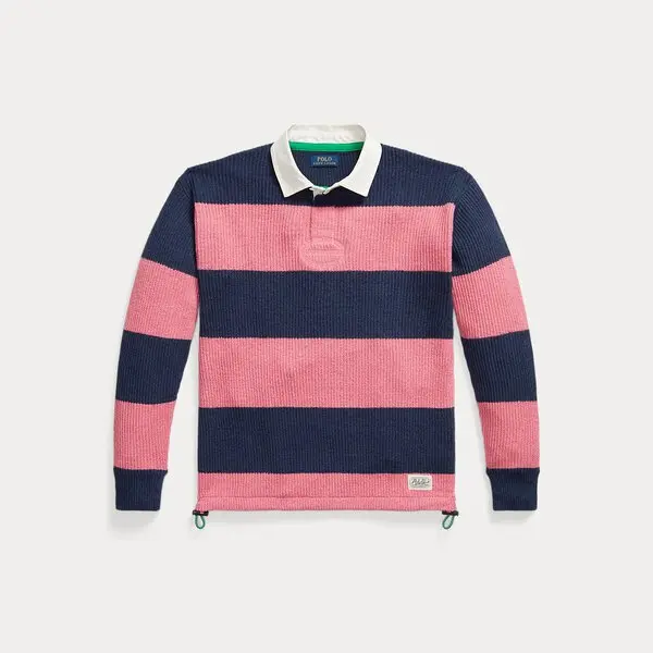 Ralph Lauren Striped Linen-cotton Rugby Sweater - Navy Pink Combo