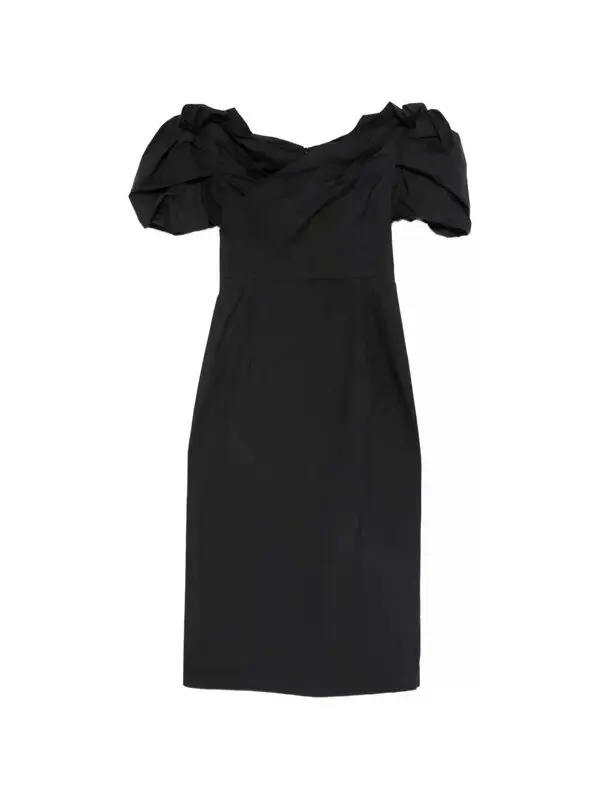 Liviana Conti Puffed-sleeve Midi Dress - Black