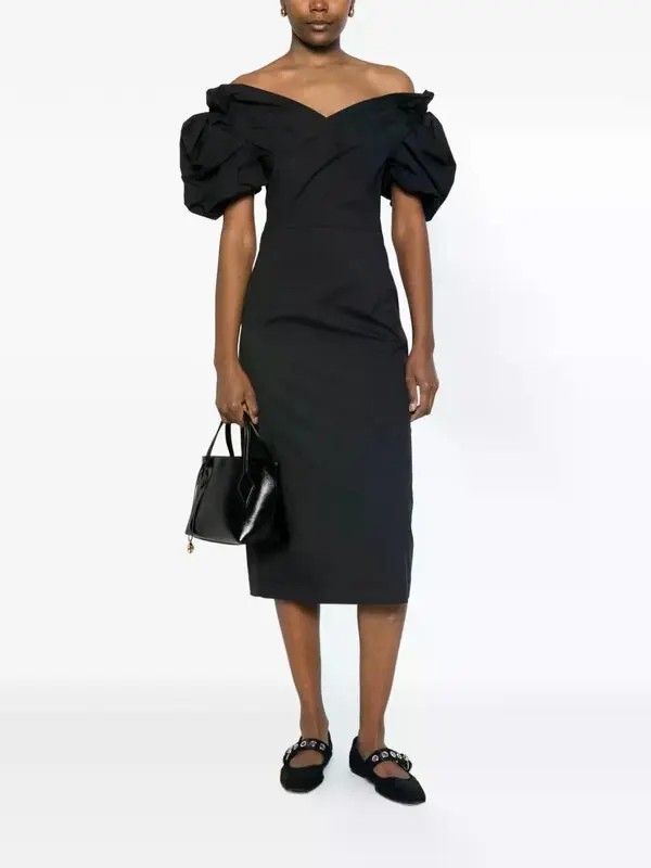 Liviana Conti Puffed-sleeve Midi Dress