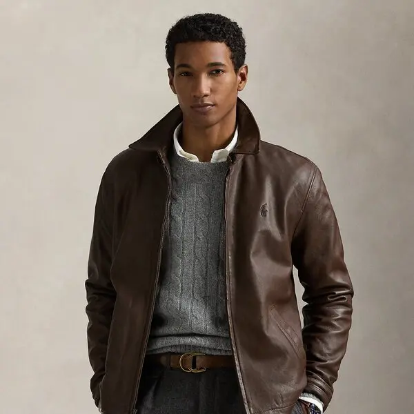 Ralph Lauren The Bayville Leather Jacket - Bison Brown