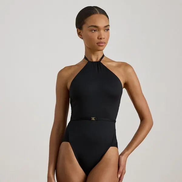 Ralph Lauren Halter One-piece Swimsuit - Black