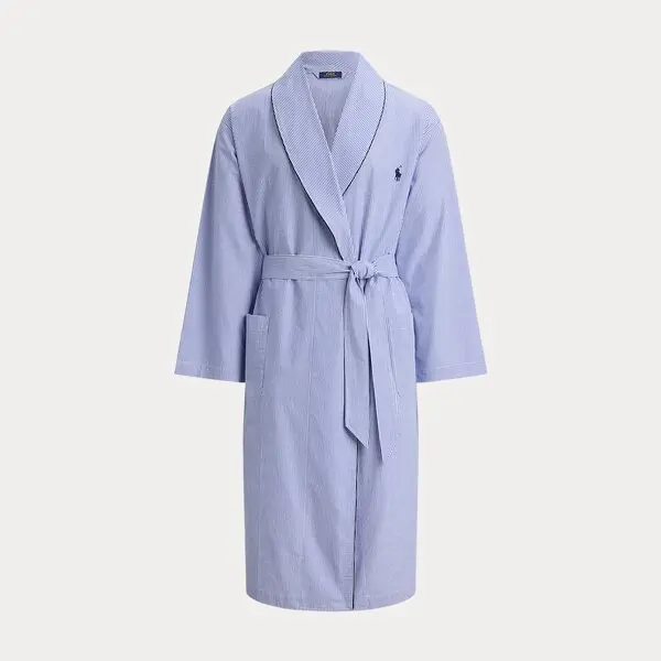 Ralph Lauren Striped Cotton Robe - Blue Valley Strp