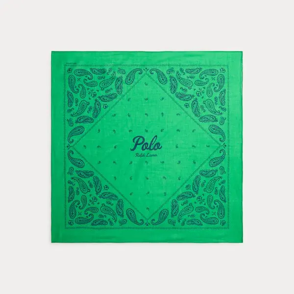 Ralph Lauren Logo Paisley Cotton Bandanna - Bright Clover