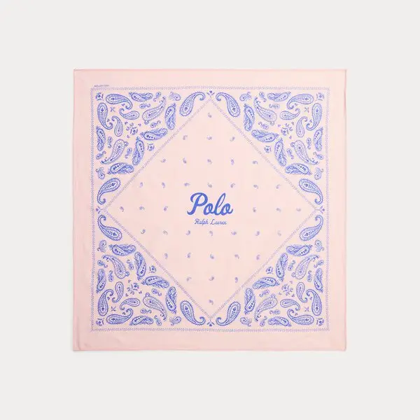 Ralph Lauren Logo Paisley Cotton Bandanna - Pink Sand
