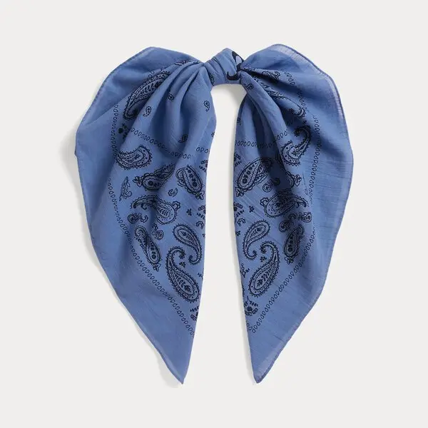 Ralph Lauren Logo Paisley Cotton Bandanna - Summer Blue