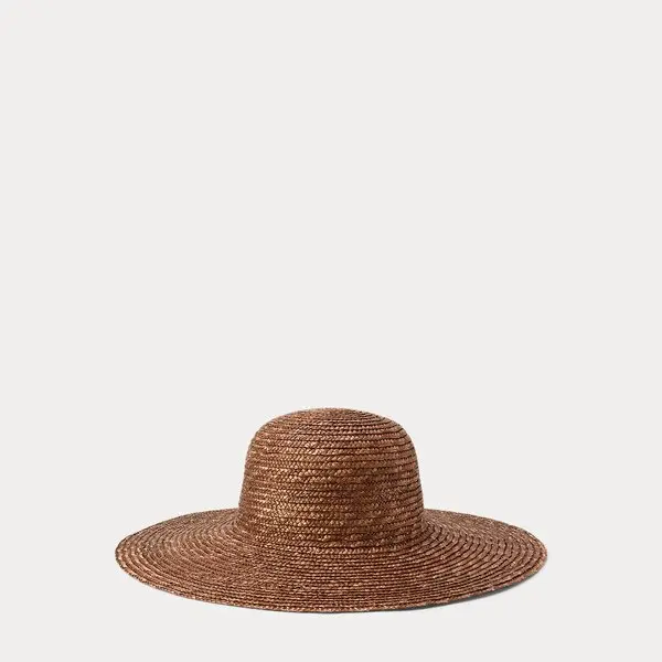 Ralph Lauren Logo Wide-brim Straw Sun Hat - Brown
