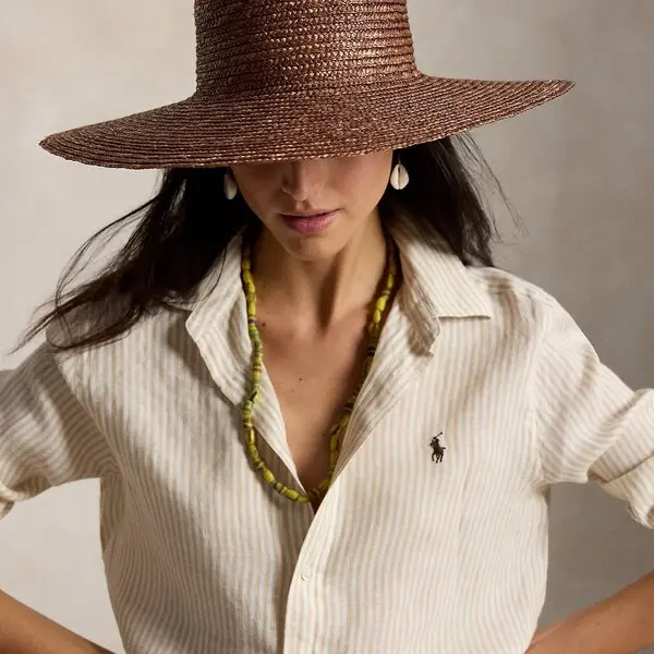 Ralph Lauren Logo Wide-brim Straw Sun Hat - Brown