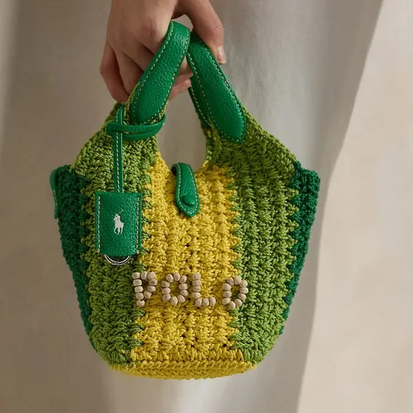 Ralph Lauren Polo Play Crochet Small Tote & Crossbody - Green Multi Polo