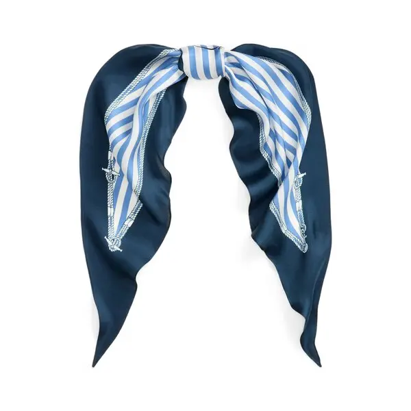 Ralph Lauren Striped Crest Silk Diamond Scarf