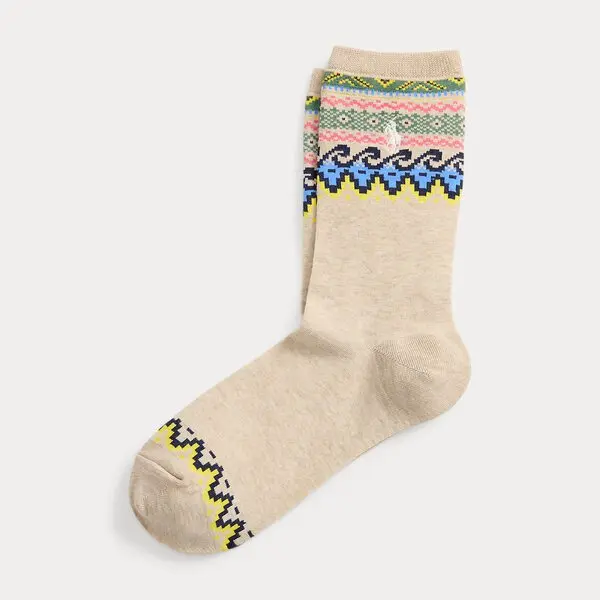 Ralph Lauren Fair Isle Crew Socks - Oatmeal Heather