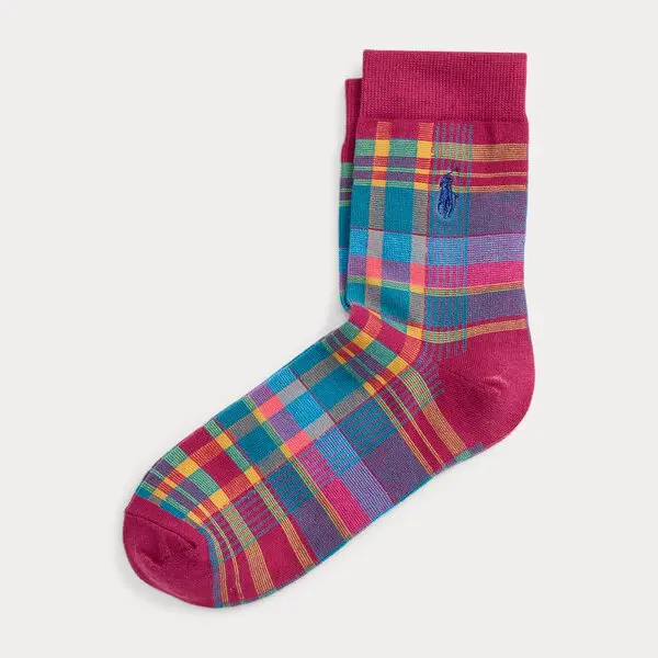 Ralph Lauren Plaid Crew Socks - Red