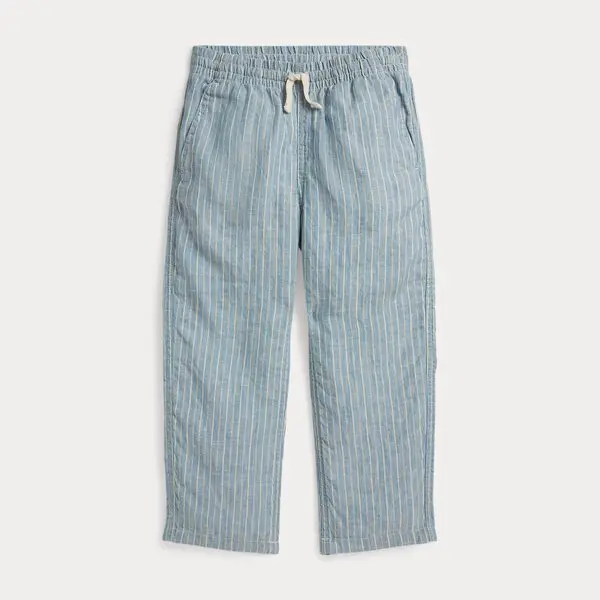 Ralph Lauren Striped Linen Drawstring Pant - Blue/white