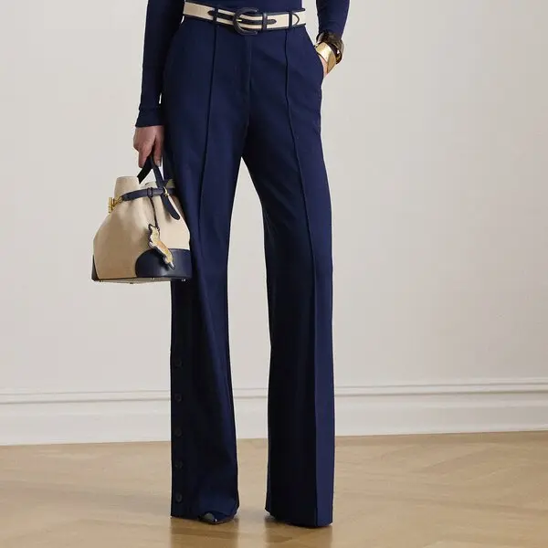 Ralph Lauren Button-trim Wide-leg Pant - Refined Navy