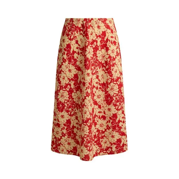 Ralph Lauren Floral Crepe De Chine Midi Skirt