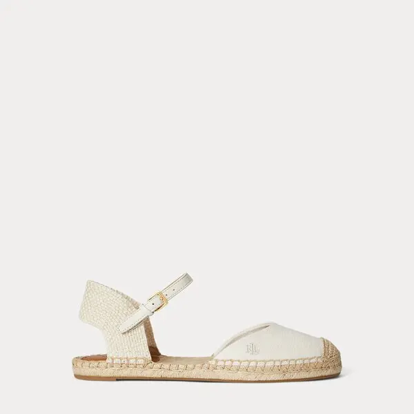 Ralph Lauren Robby Canvas Espadrille Flat - Soft White/navy/red