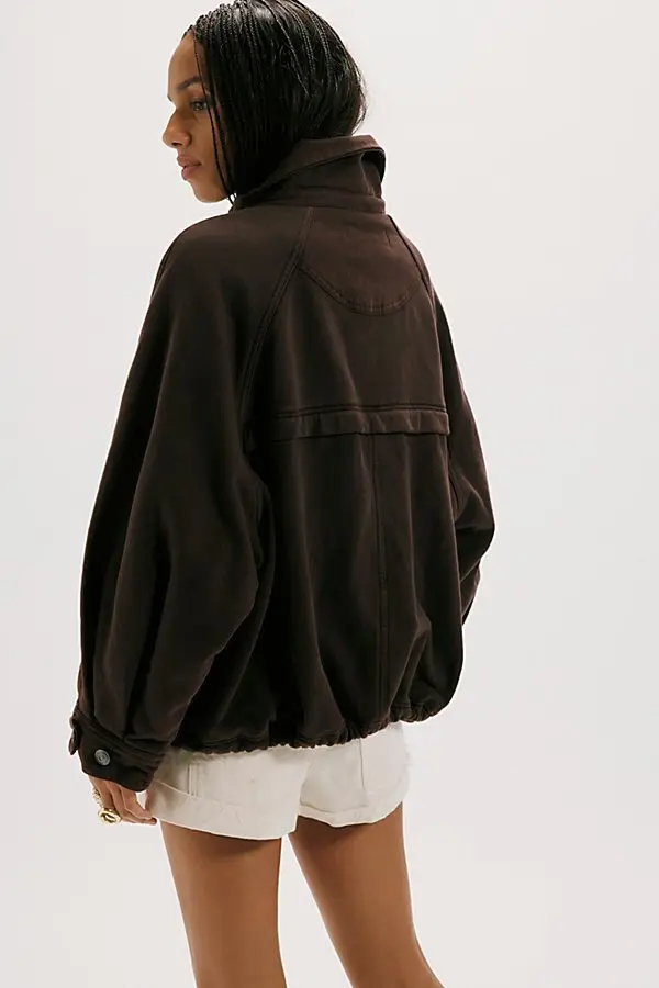 Free People Oversized Funnel-neck Jacket - Brown Bear