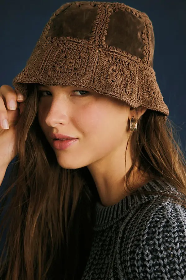 Free People Cameron Suede Bucket Hat - Brown