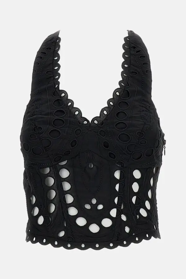 Charo Ruiz Ibiza Eyelet Bay Top - Black