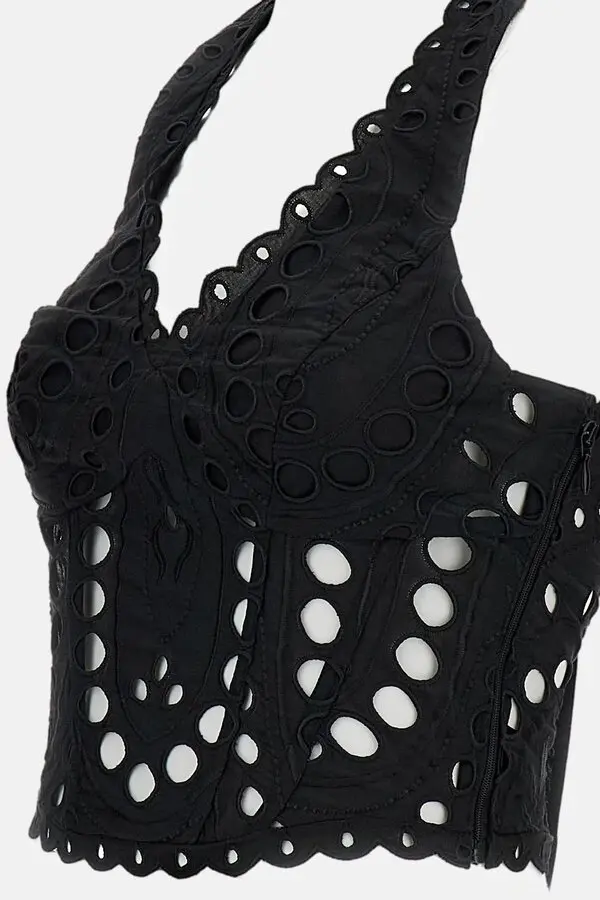 Charo Ruiz Ibiza Eyelet Bay Top - Black