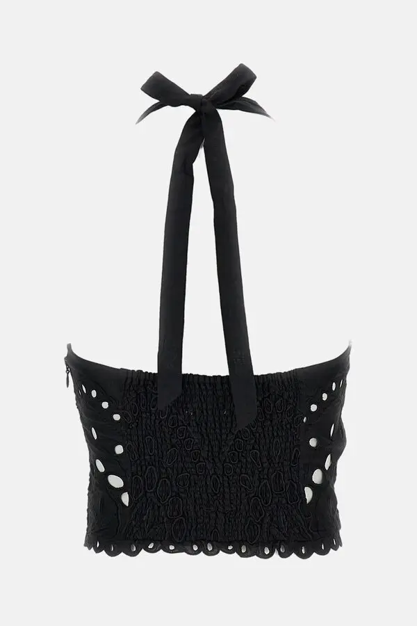 Charo Ruiz Ibiza Eyelet Bay Top - Black