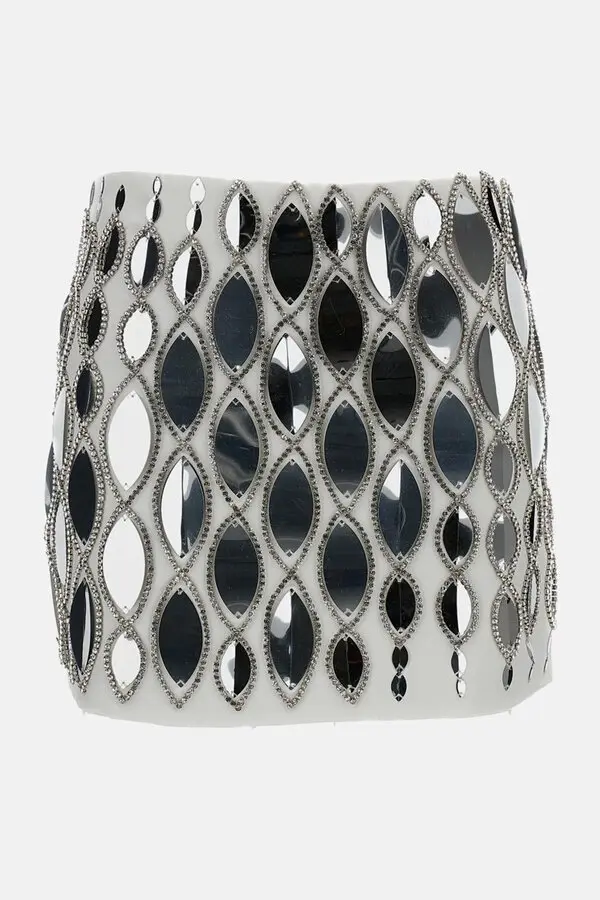 DES_PHEMMES Jewel Mini Skirt - Silver