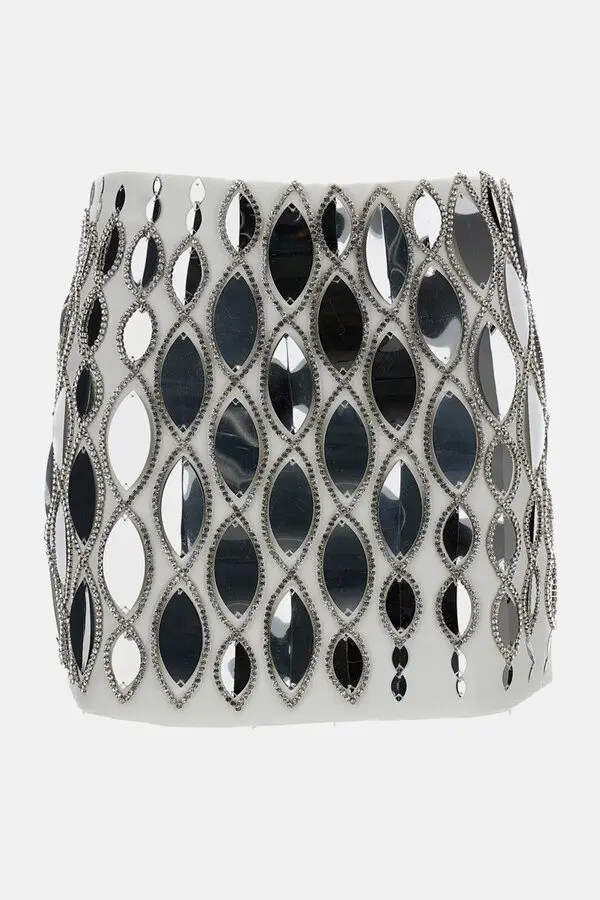 DES_PHEMMES Jewel Mini Skirt - Silver