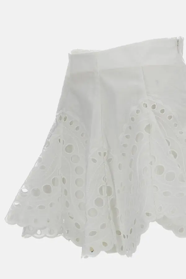 Charo Ruiz Ibiza Sail Eyelet Lace Skirt - White