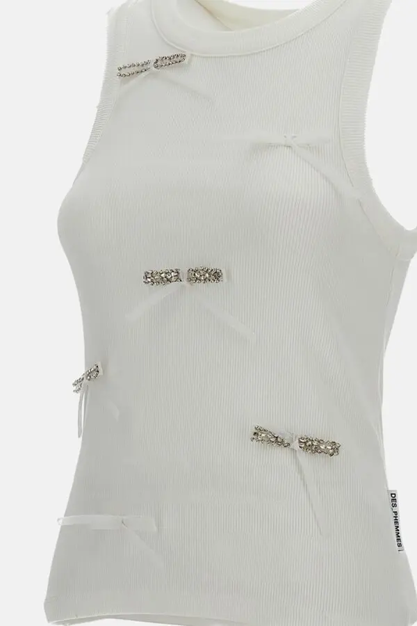 DES_PHEMMES Embellished Tank Top - White