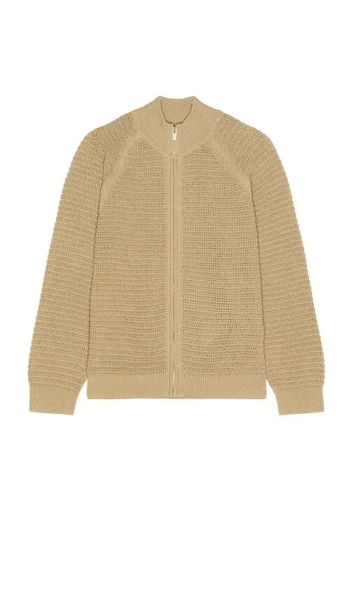 LE17SEPTEMBRE Open Knit Zip Up Cardigan - Brown