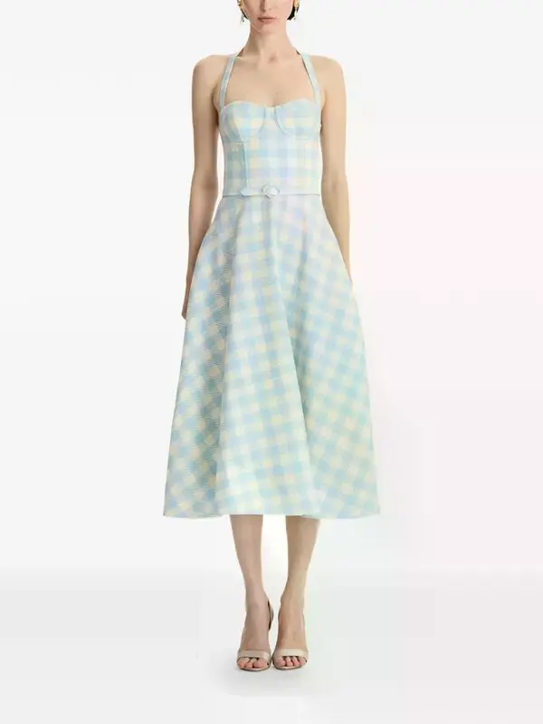 Oscar De La Renta Gingham-pattern Midi Dress