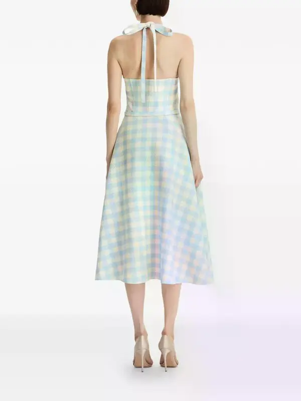 Oscar De La Renta Gingham-pattern Midi Dress