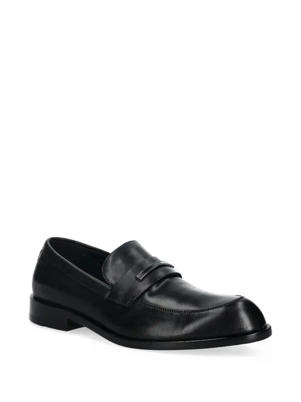 BOSS Metal-finish Leather Loafers