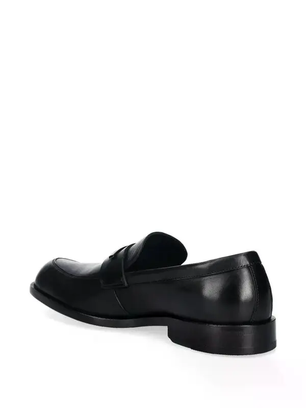 BOSS Metal-finish Leather Loafers