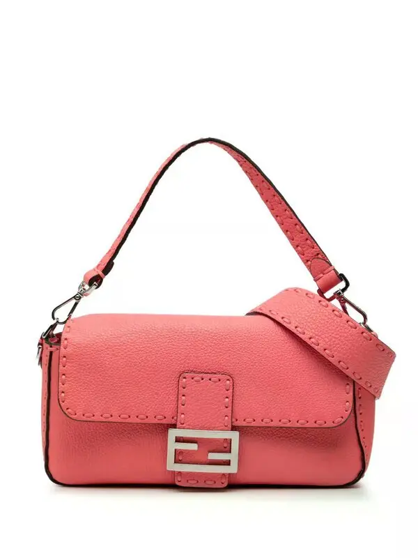 Fendi 2000-2010 Leather Selleria Baguette Satchel - Pink