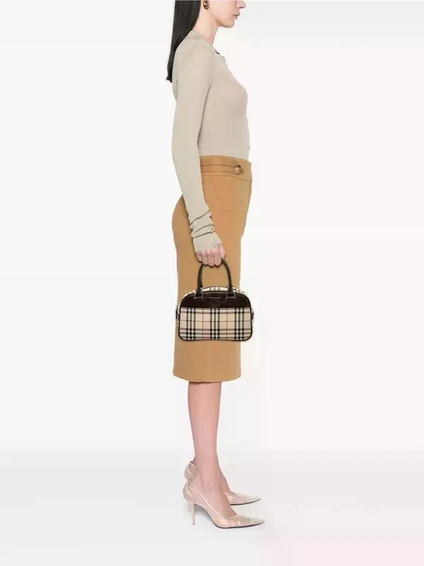 Burberry House Check Canvas Handbag - Brown